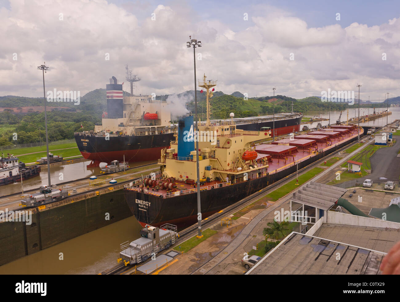 PANAMA - Ships at Miraflores Locks on the Panama Canal Stock Photo - Alamy