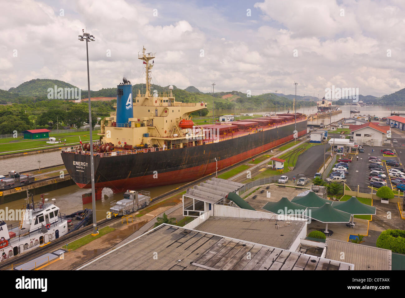 PANAMA - Ship at Miraflores Locks on the Panama Canal Stock Photo - Alamy
