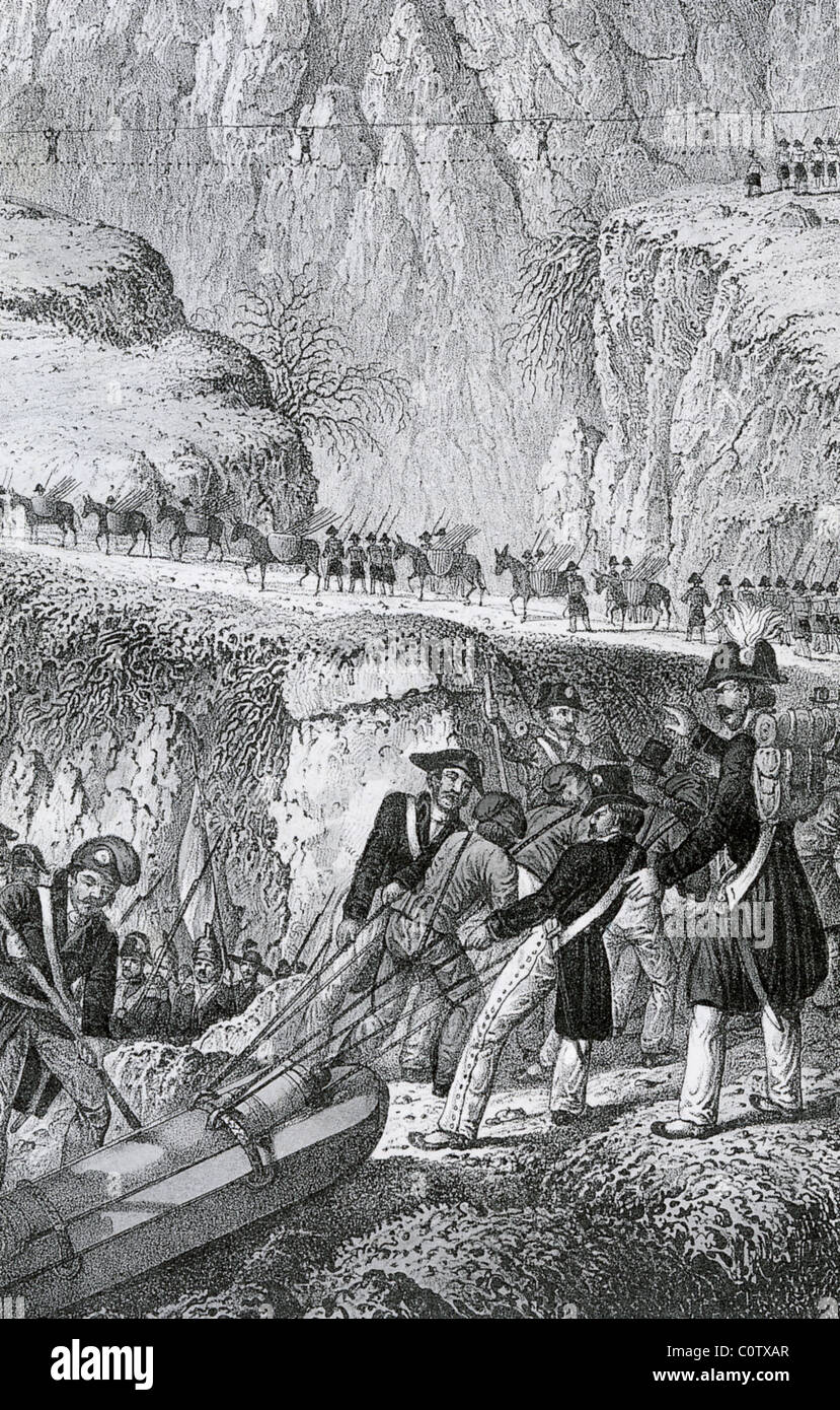 NAPOLEON CROSSING THE ALPS through the Great St Bernard Pass in May ...