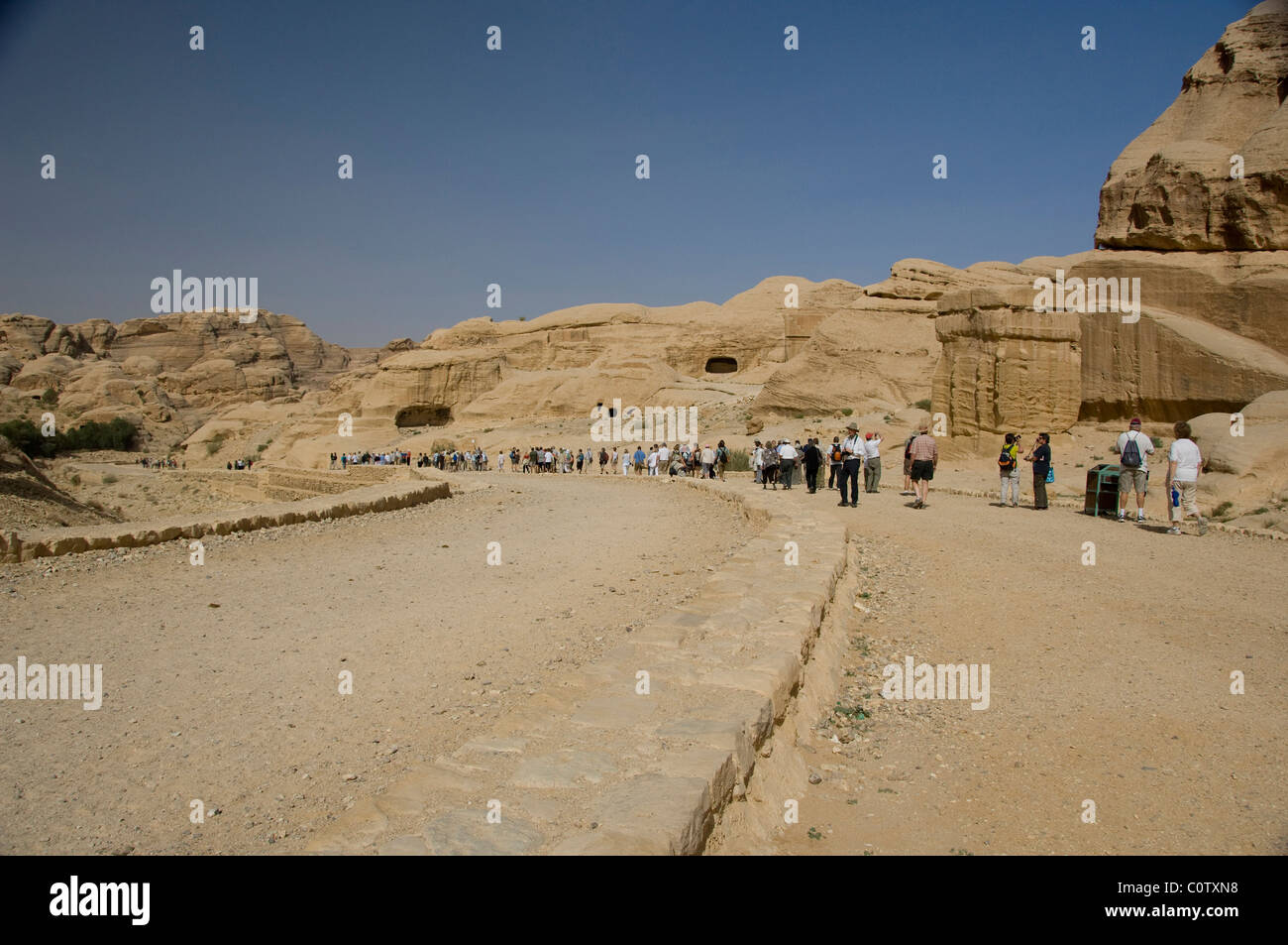 Jordan, Ancient Nabataean city of Petra. Crowds of tourists in the ...