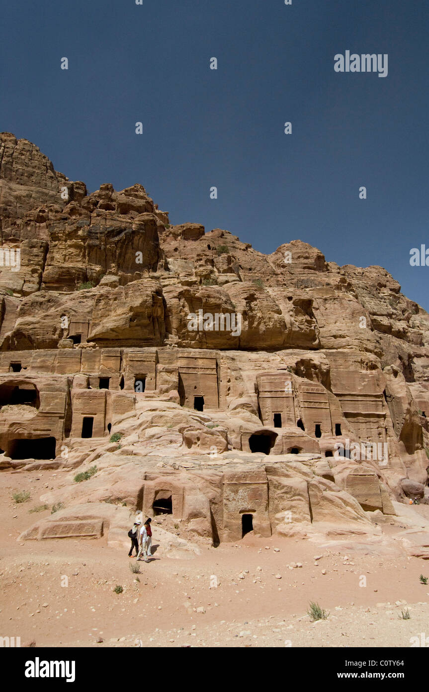 Jordan, Ancient Nabataean city of Petra. The "Street of Facades Stock ...