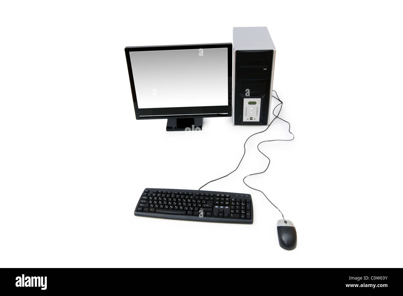 Computer with flat screen isolated on white Stock Photo - Alamy