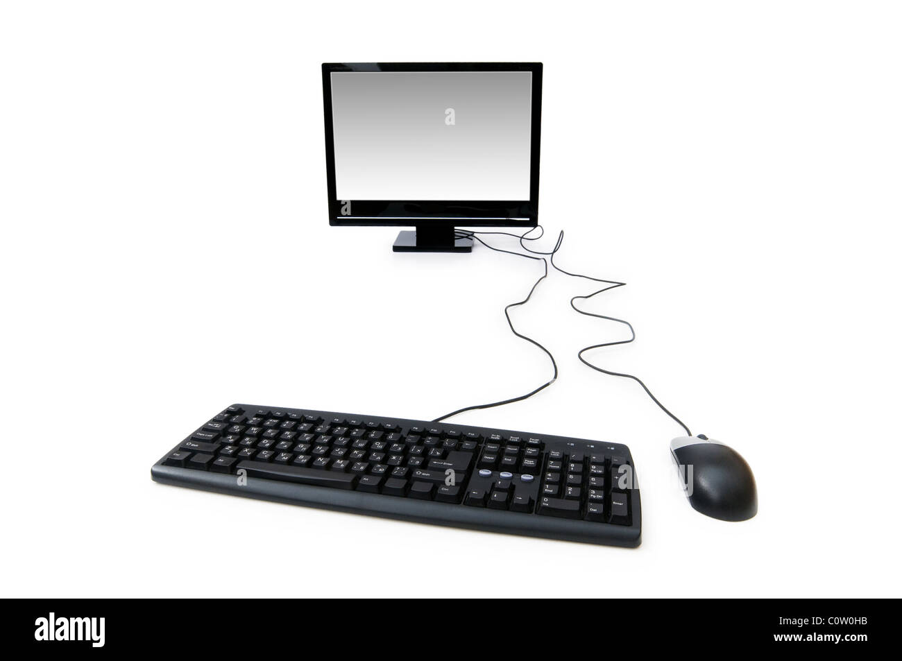Computer with flat screen isolated on white Stock Photo - Alamy