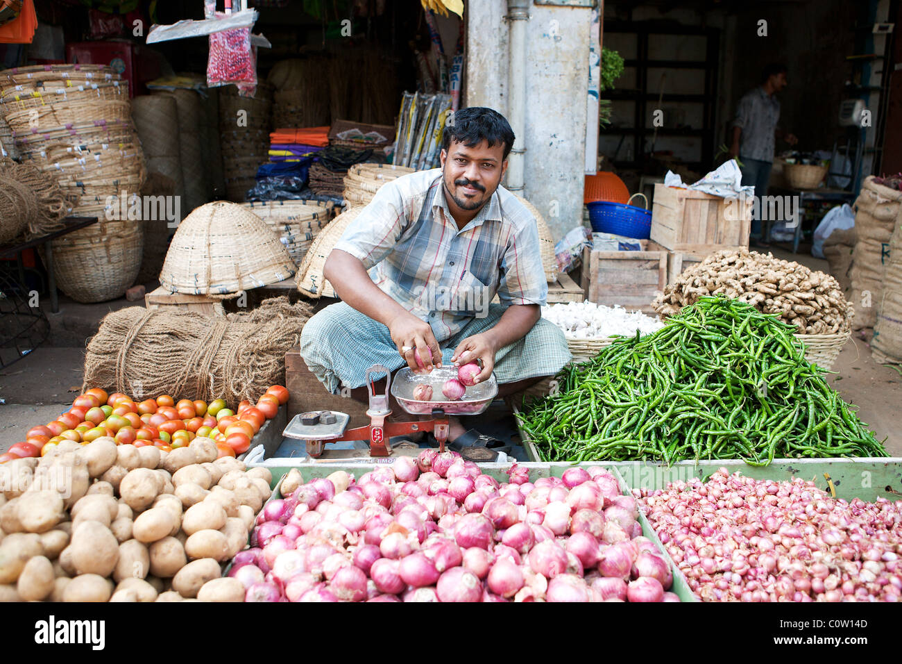 Vegetables for sale in Fort Cochin market, Kerala, India Stock Photo ...