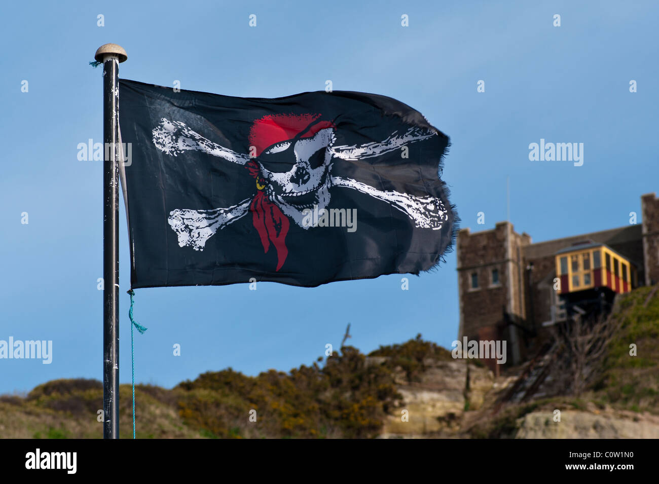 Jolly Roger Skull and Crossbones Flag Stock Photo - Alamy