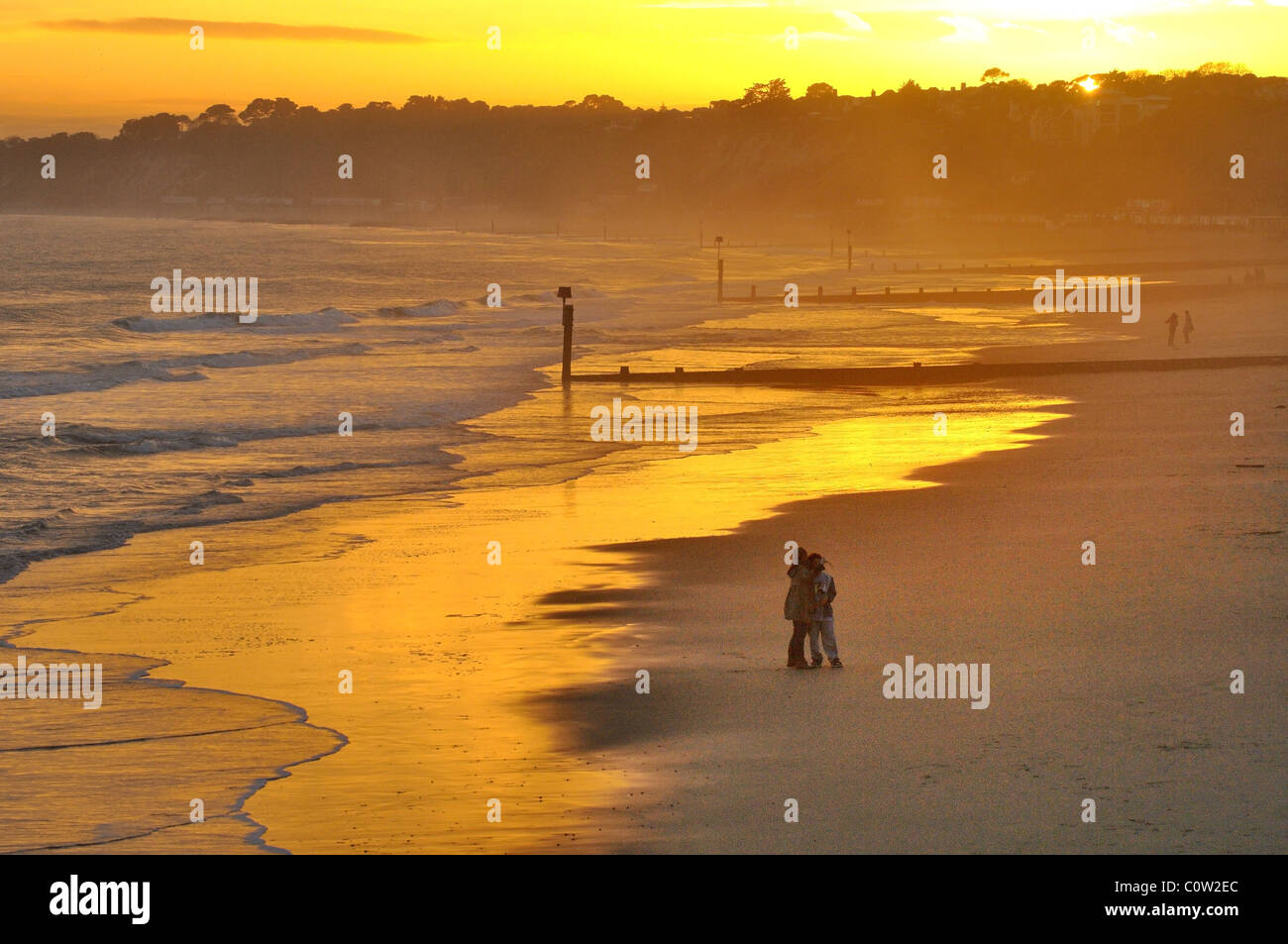 Bournemouth beach at sunset in winter Stock Photo - Alamy