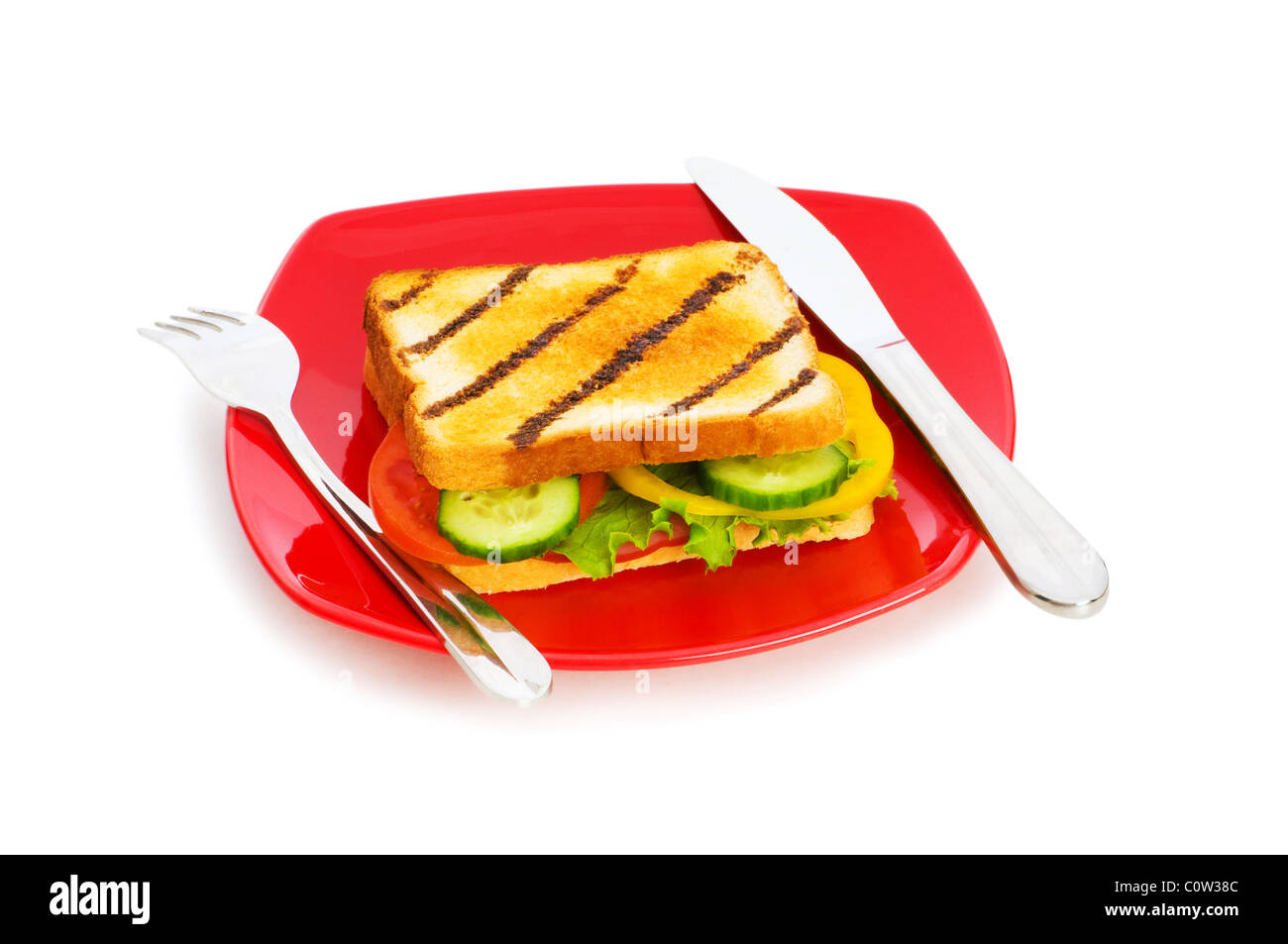 Toasted bread with filling isolated on the white Stock Photo - Alamy