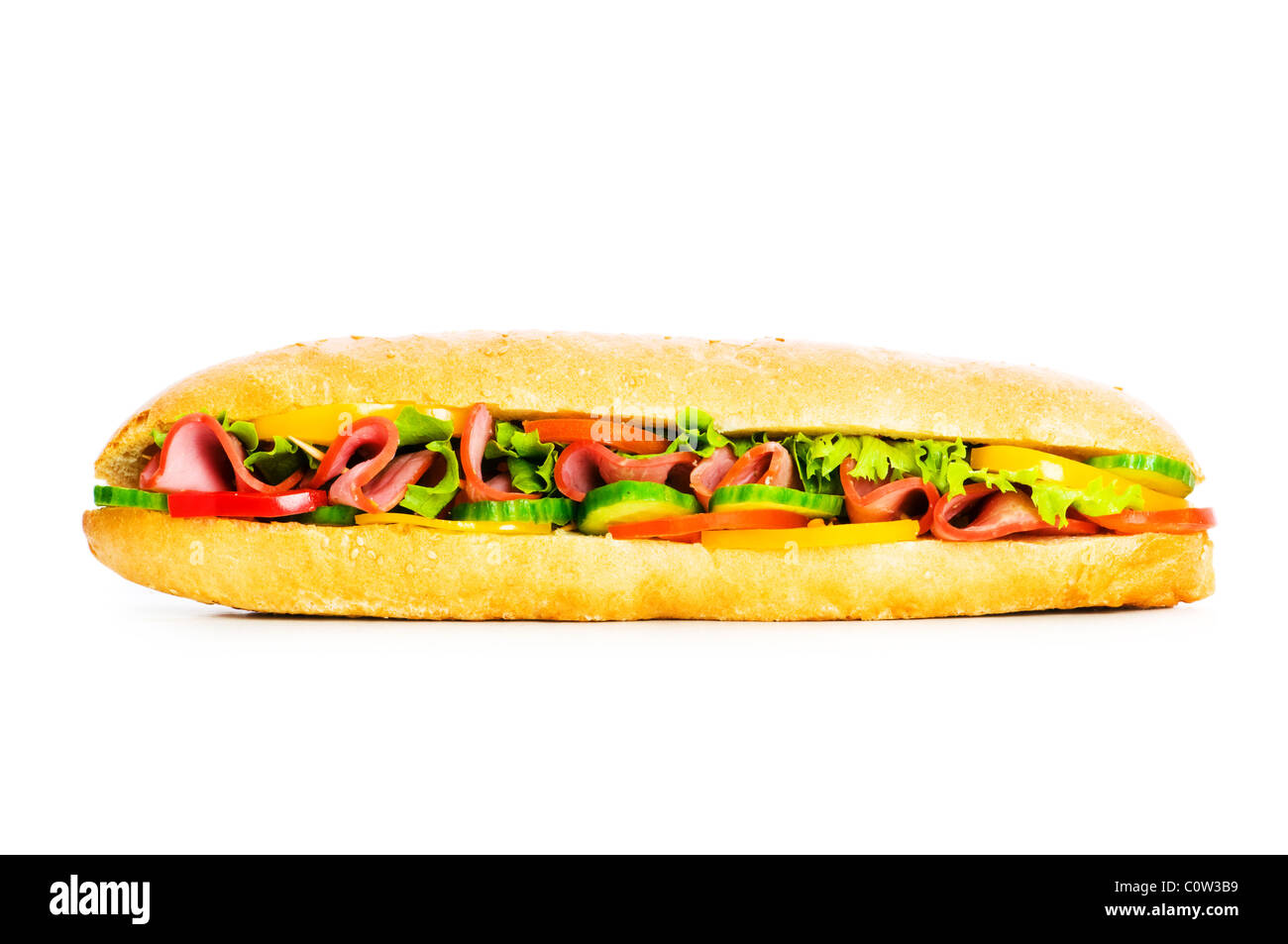 Long sandwich isolated on the white background Stock Photo - Alamy