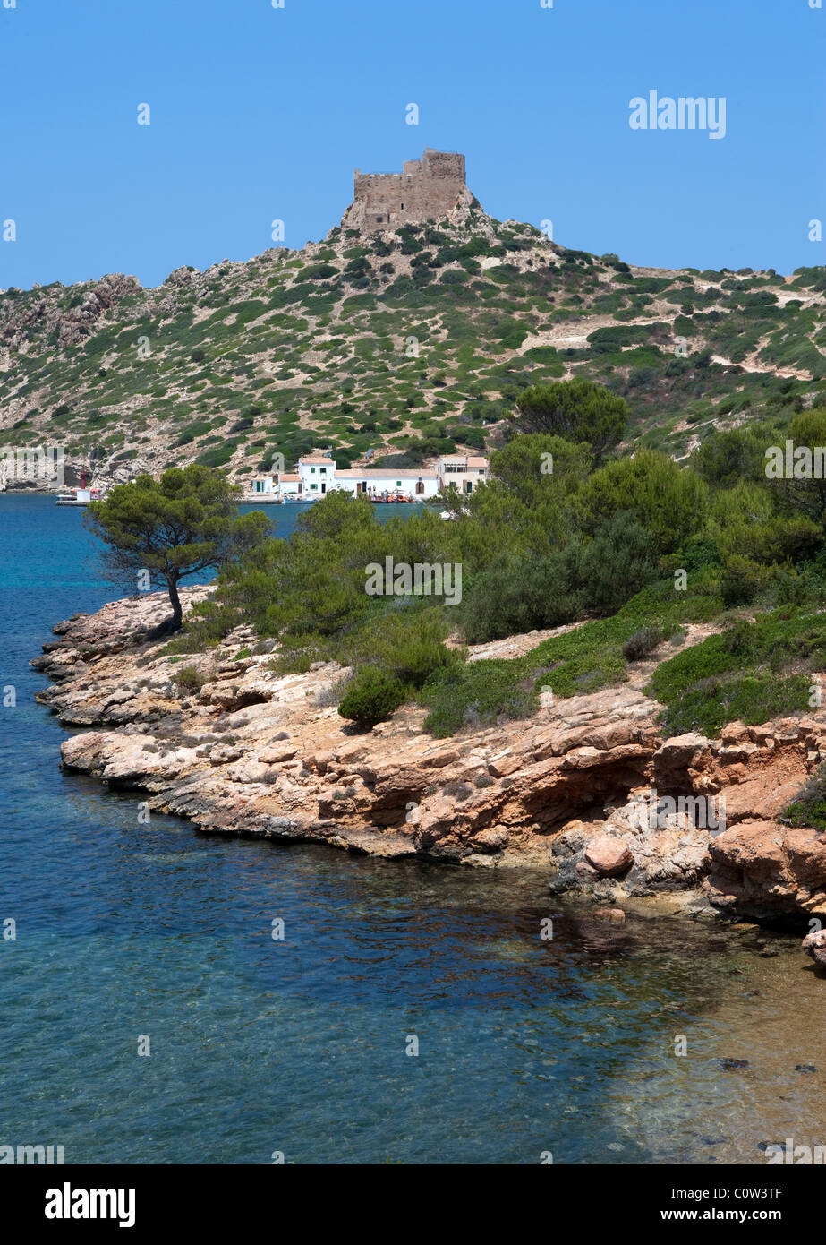 Cabrera island castle on top, Mallorca Majorca Balearic isles Spain ...