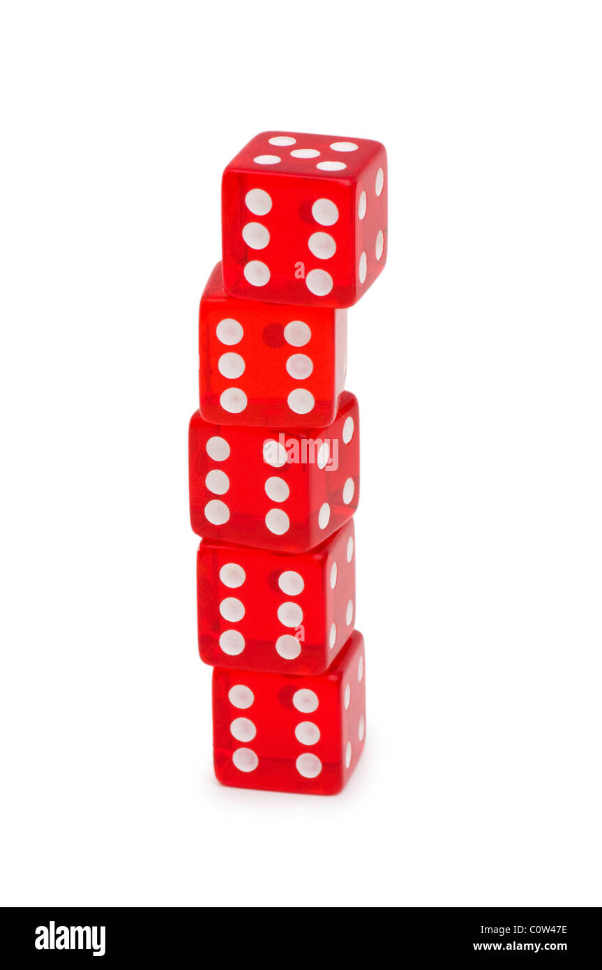 Stack of red dice isolated on white Stock Photo - Alamy