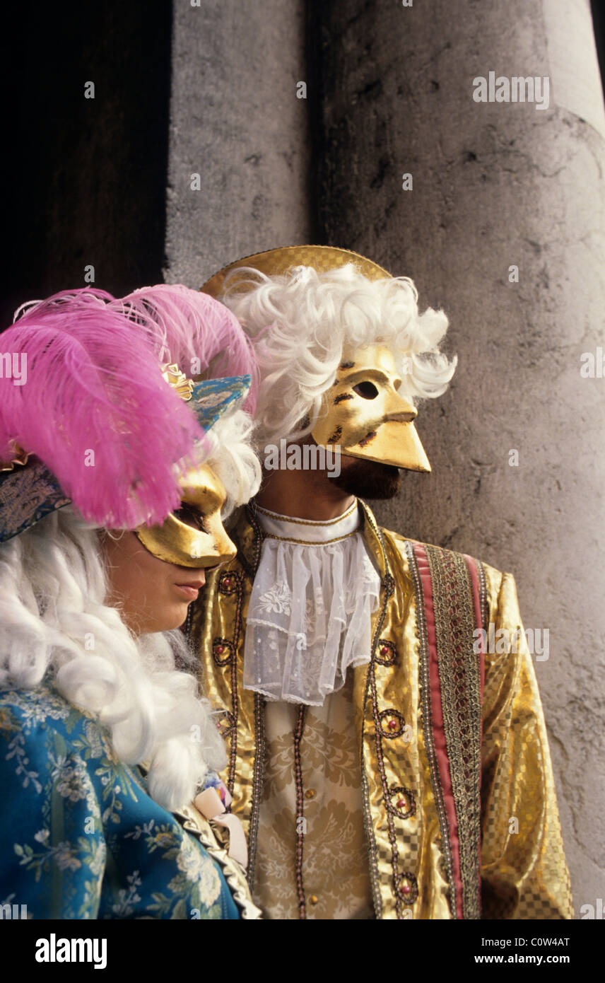 Italy Venice Carnival elaborate dressed costumed for Carnival Stock ...