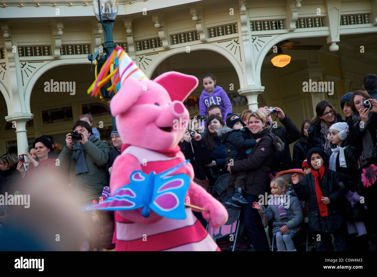 Disney character parade down Main Street at Disneyland Paris in France ...