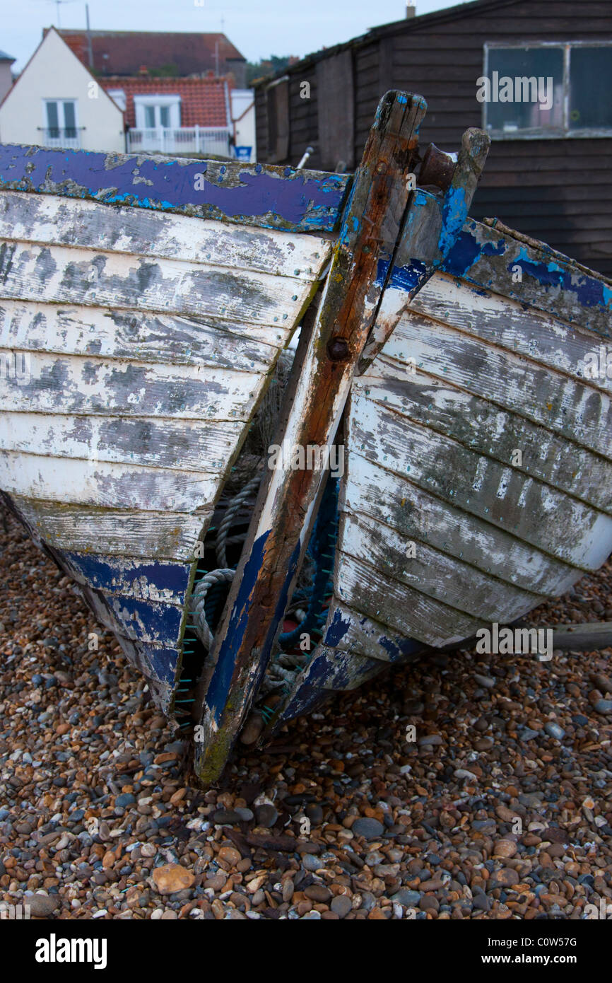 Wooden fishing boat with split bow Stock Photo - Alamy