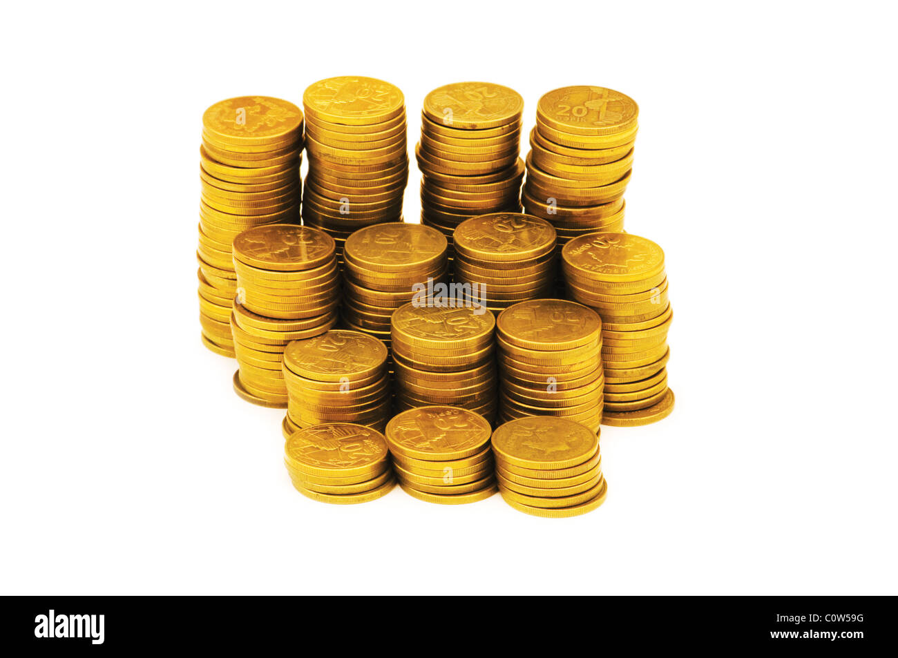 Stack of coins isolated on the white Stock Photo - Alamy