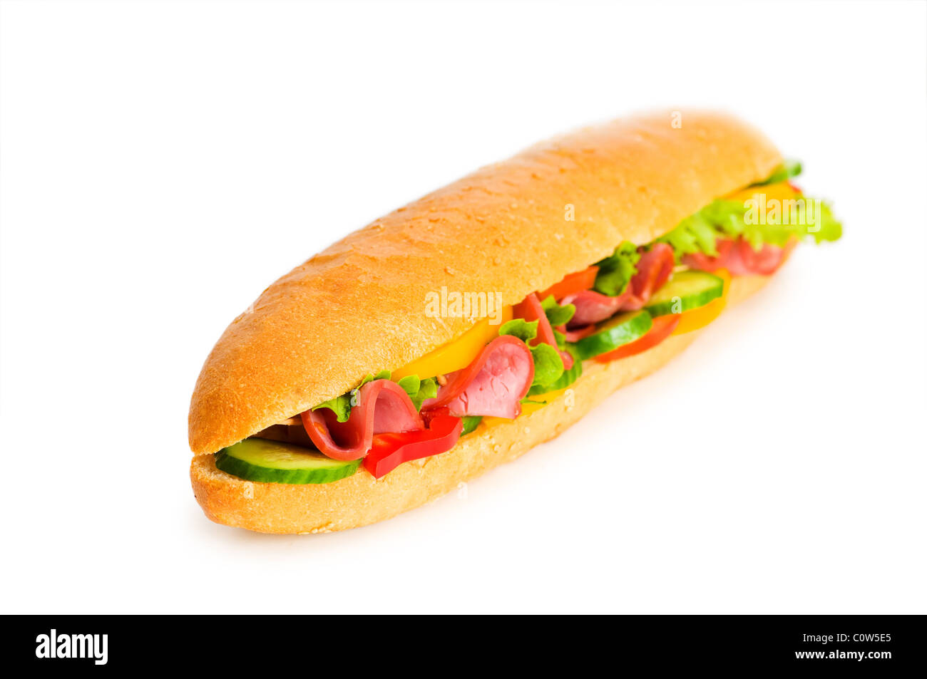 Long sandwich isolated on the white background Stock Photo - Alamy