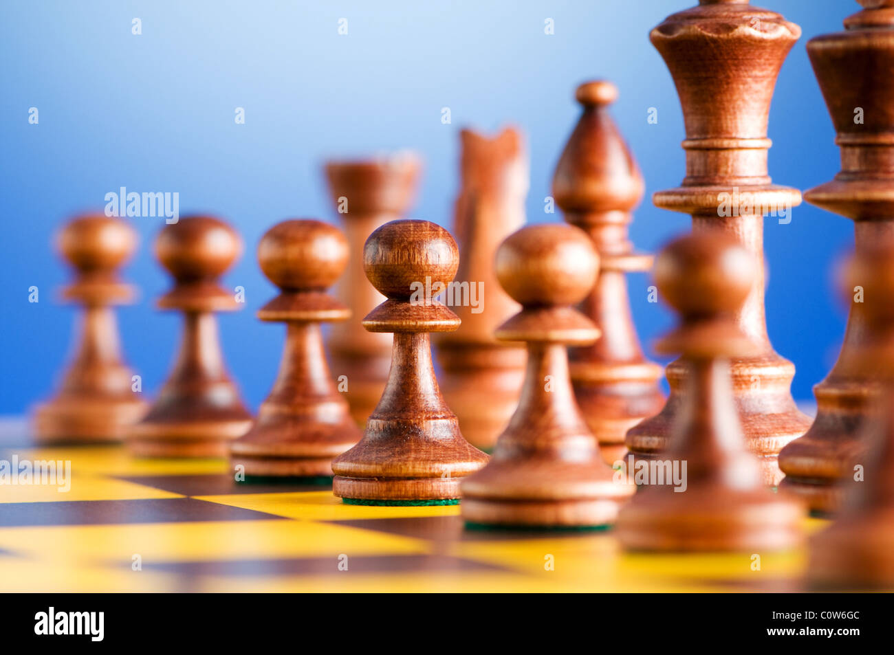 Set of chess figures on the playing board Stock Photo - Alamy