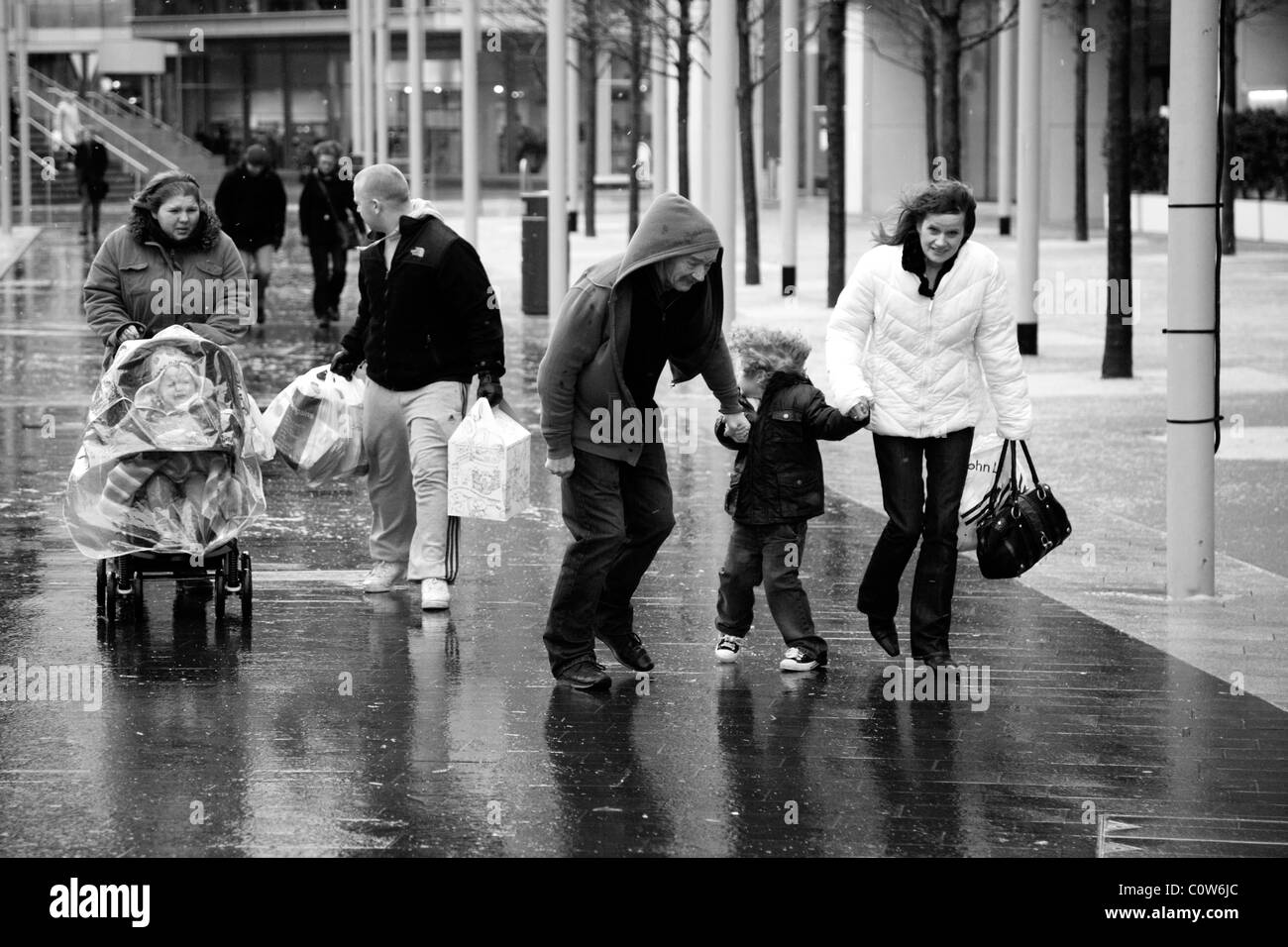 Families in winter Black and White Stock Photos & Images - Alamy