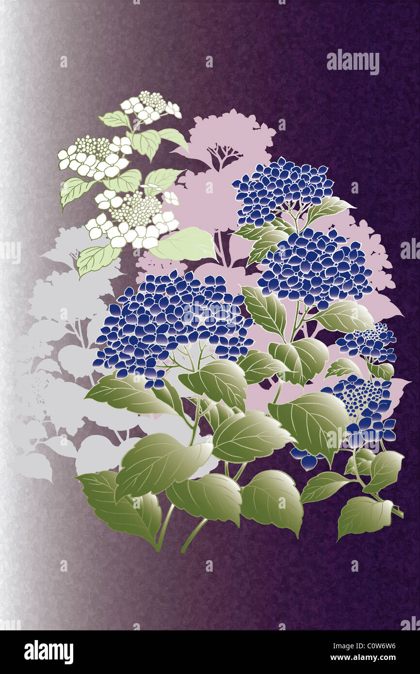 CG of Japanese Painting, Hydrangea Stock Photo - Alamy