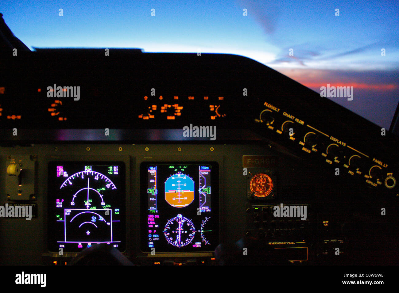 Cockpit in flight Stock Photo - Alamy