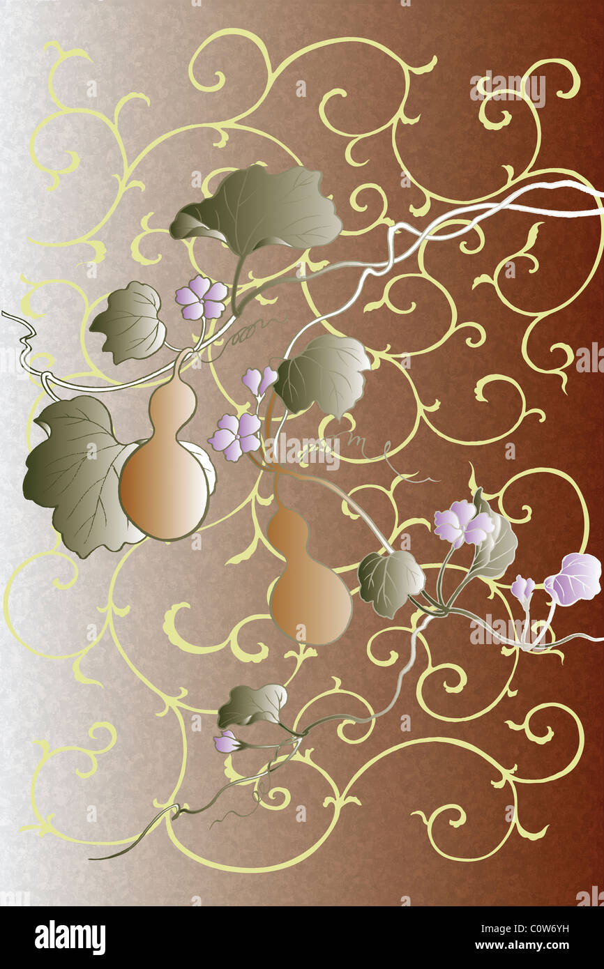 CG of Japanese Painting, Gourd Stock Photo - Alamy