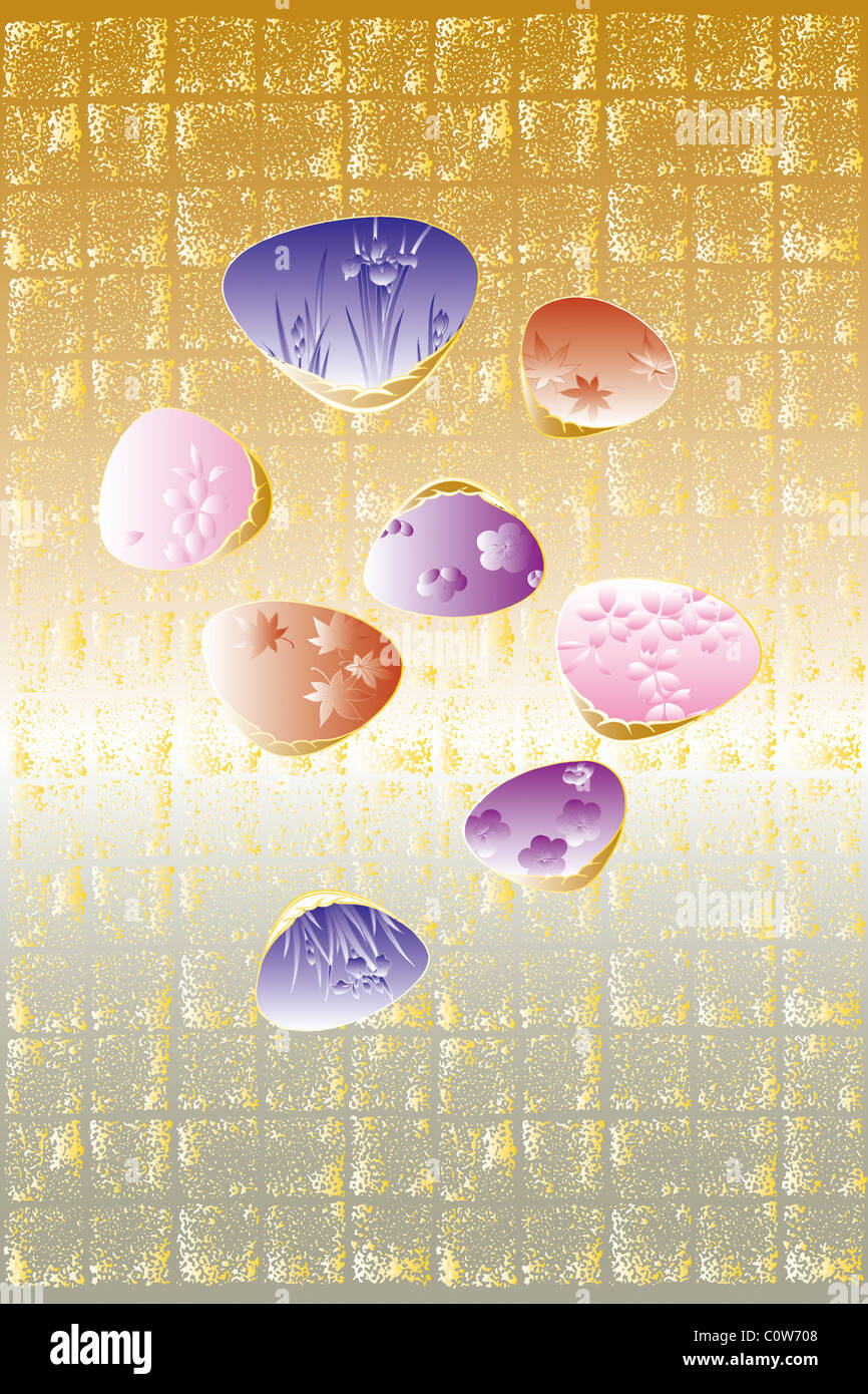 CG of Japanese Painting, Painting on Shell Stock Photo - Alamy