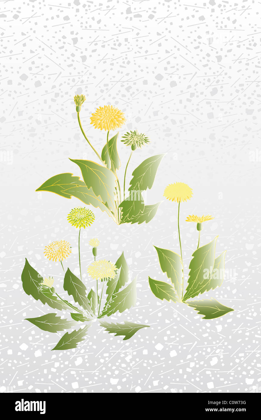 CG of Japanese Painting, Dandelion Stock Photo - Alamy