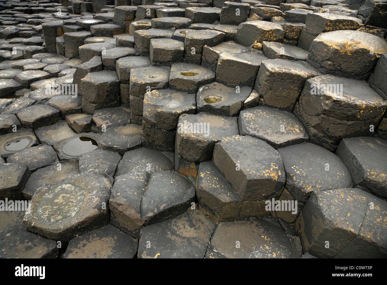Basalt columns at the Giant's Causeway, County Antrim, Northern Ireland ...