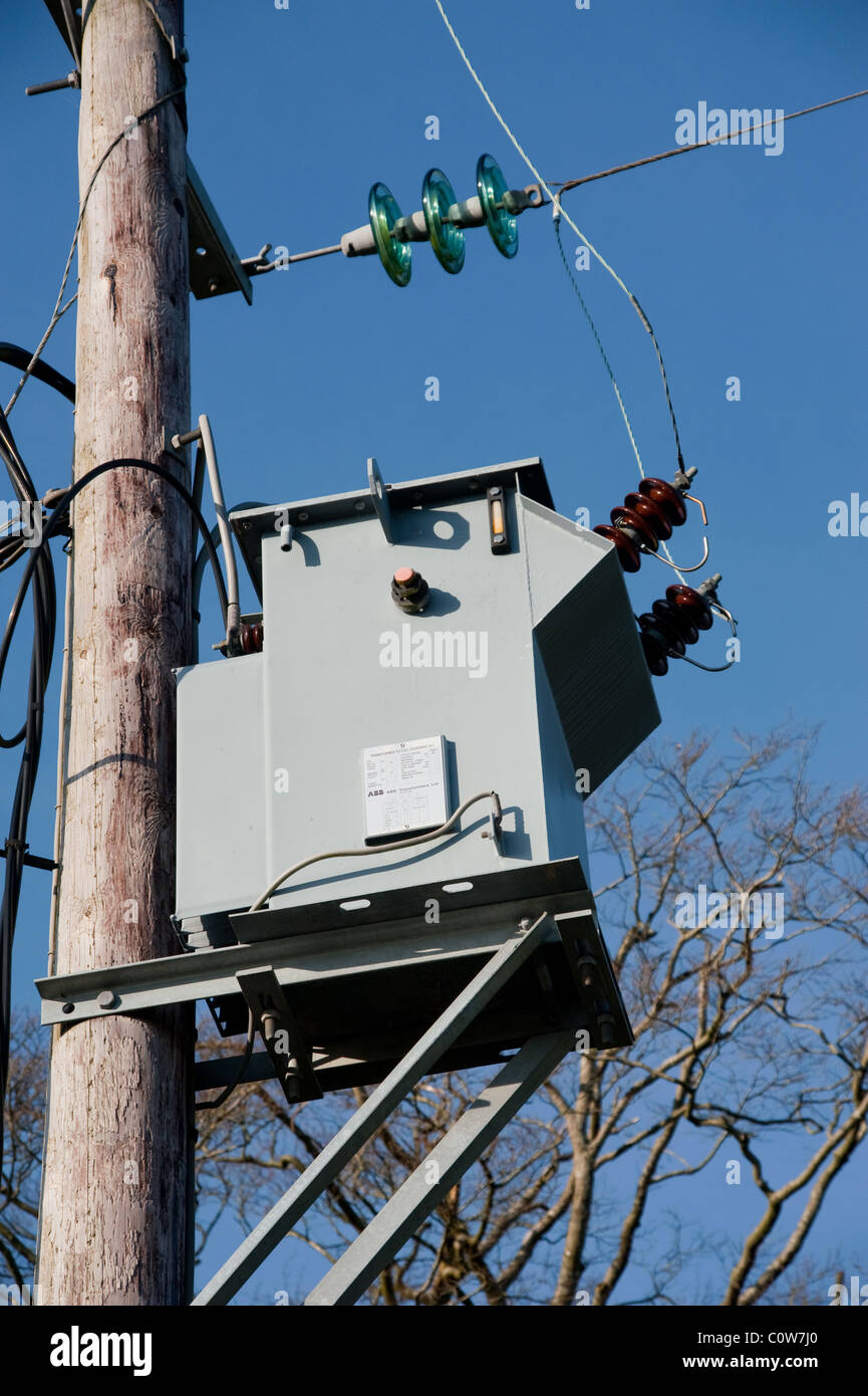 Pole-mounted electricity utility supply transformer Stock Photo - Alamy