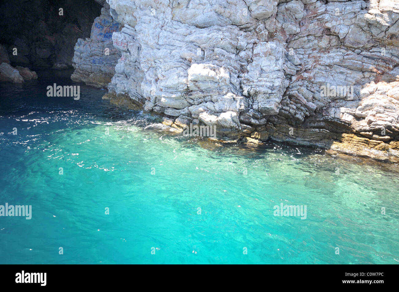 Blue-green sea waters of the Aegean sea, Turkey Stock Photo - Alamy