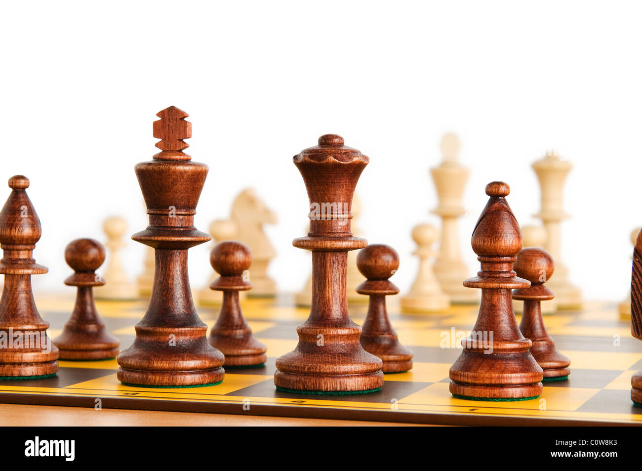Set of chess figures on the playing board Stock Photo - Alamy