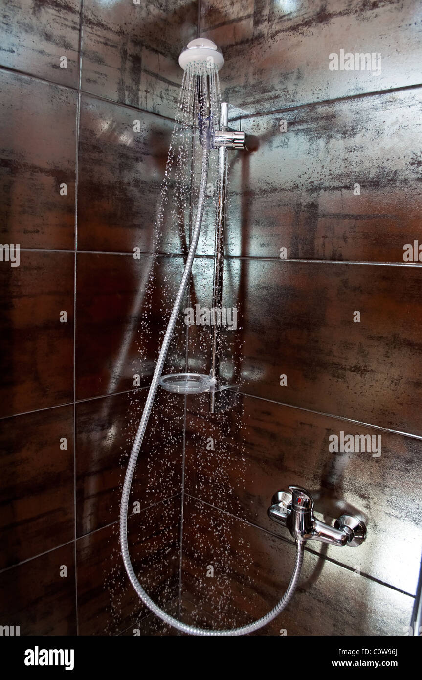 shower in a cubicle and falling water Stock Photo - Alamy