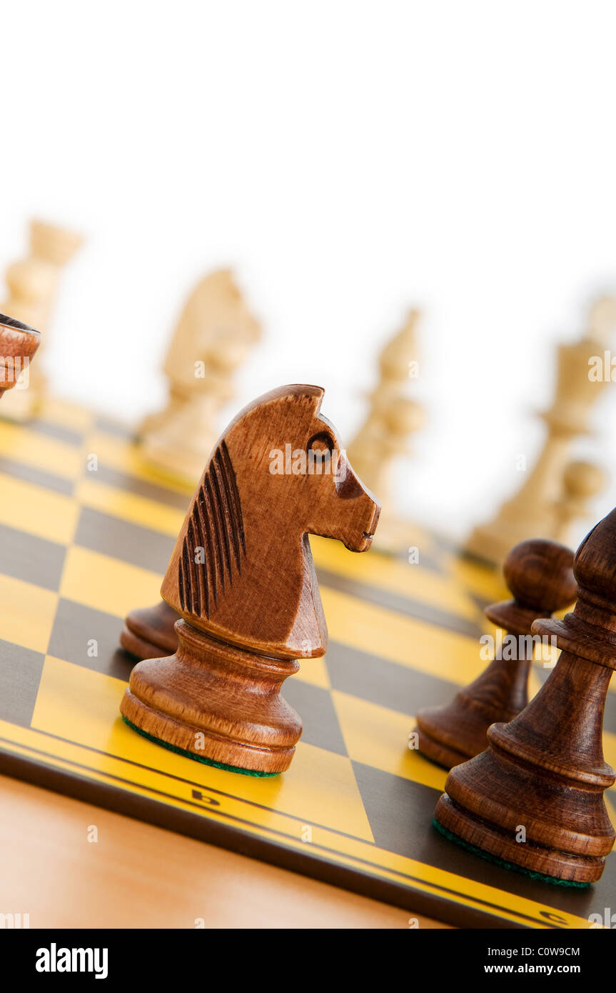 Set of chess figures on the playing board Stock Photo - Alamy