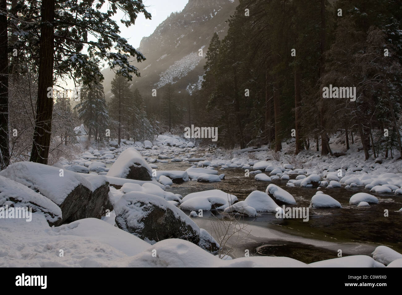 Merced River in Winter, Yosemite National Park Stock Photo - Alamy