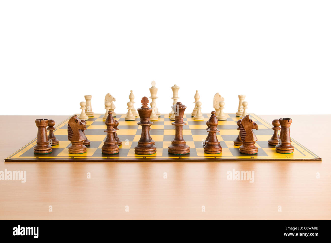 Set of chess figures on the playing board Stock Photo - Alamy