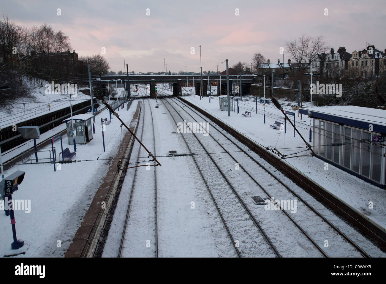railway lines covered in snow Stock Photo - Alamy