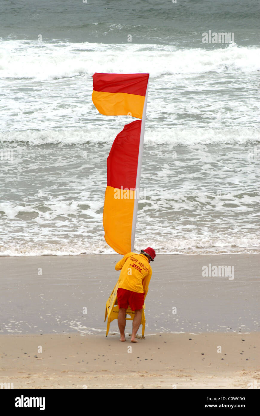 Life guard and flag Stock Photo - Alamy