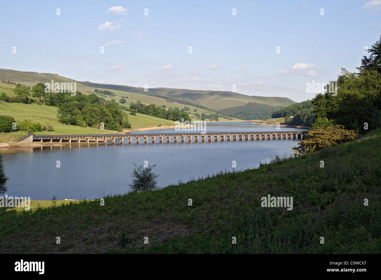 Ladybower Reservoir dam in the Derbyshire Peak District national park ...