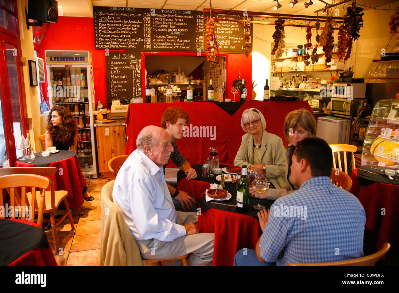 People sitting at the Cherry Tree restaurant in the Kemptown quarter ...