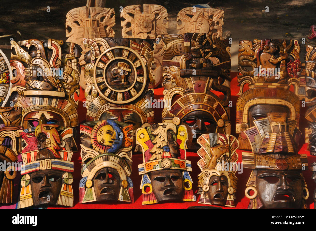 Mayan masks for sale at Chichen Itza, Yucatan, Mexico Stock Photo - Alamy