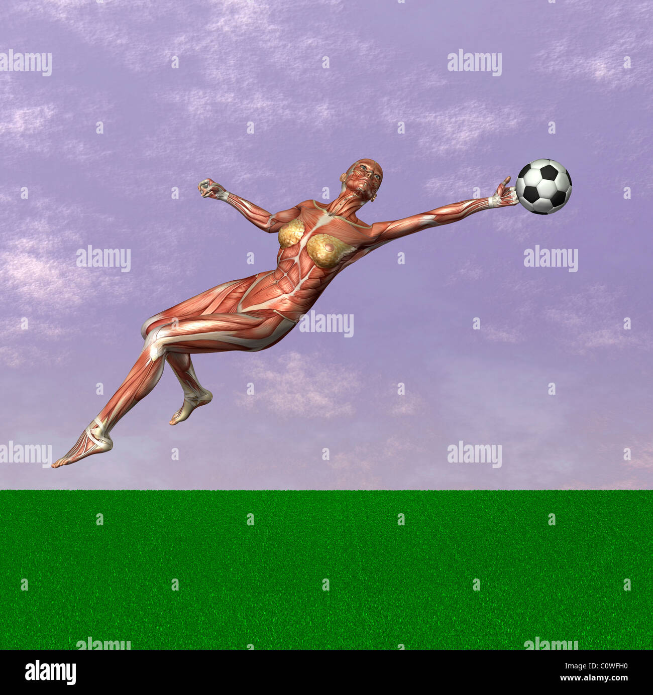muscle woman playing soccer Stock Photo - Alamy