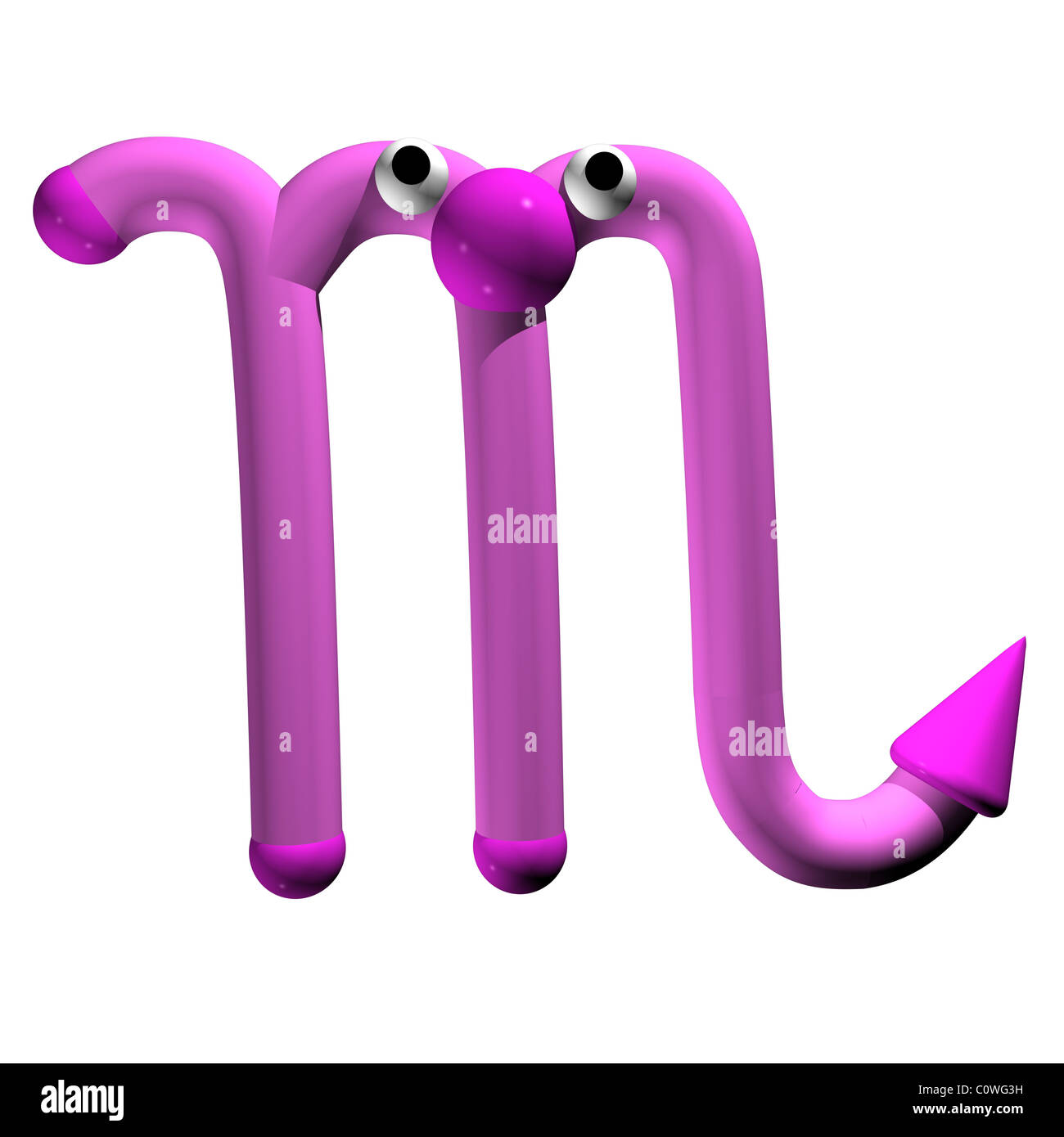 Female pink zodiac signs, the front view, 3d, it is isolated. Scorpio ...