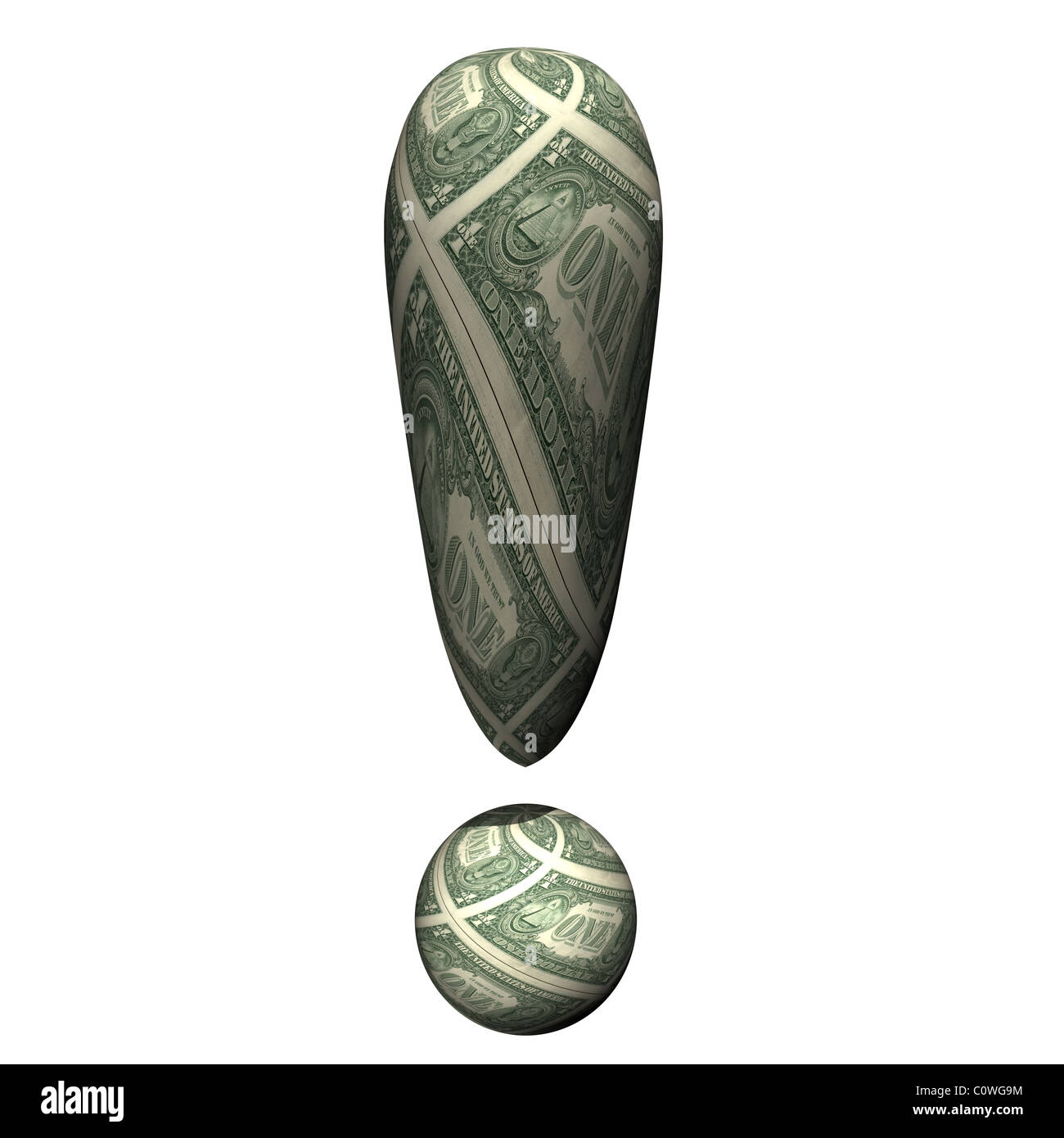Dollar exclamation mark, 3d, a white background Stock Photo - Alamy