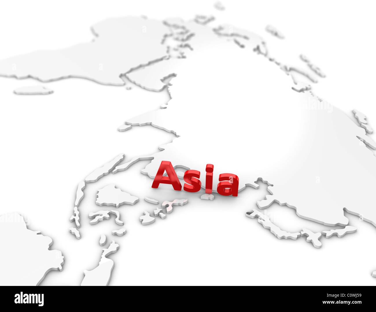 3d illustration, Asia region map. on white Stock Photo - Alamy