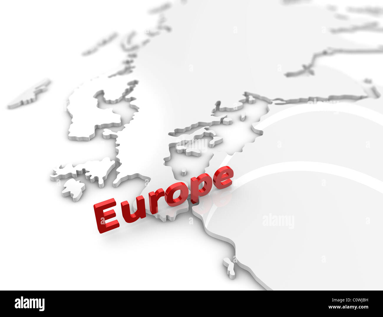 3d illustration, Europe region map. on white Stock Photo - Alamy