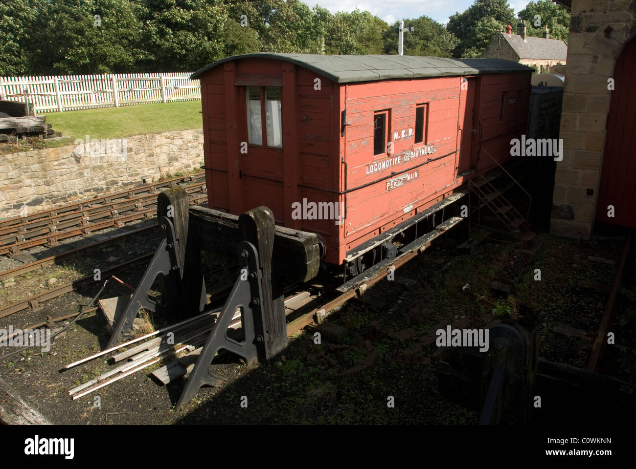 DURHAM; BEAMISH MUSEUM; BEAMISH STATION GOODS WAGONS 1913 Stock Photo ...