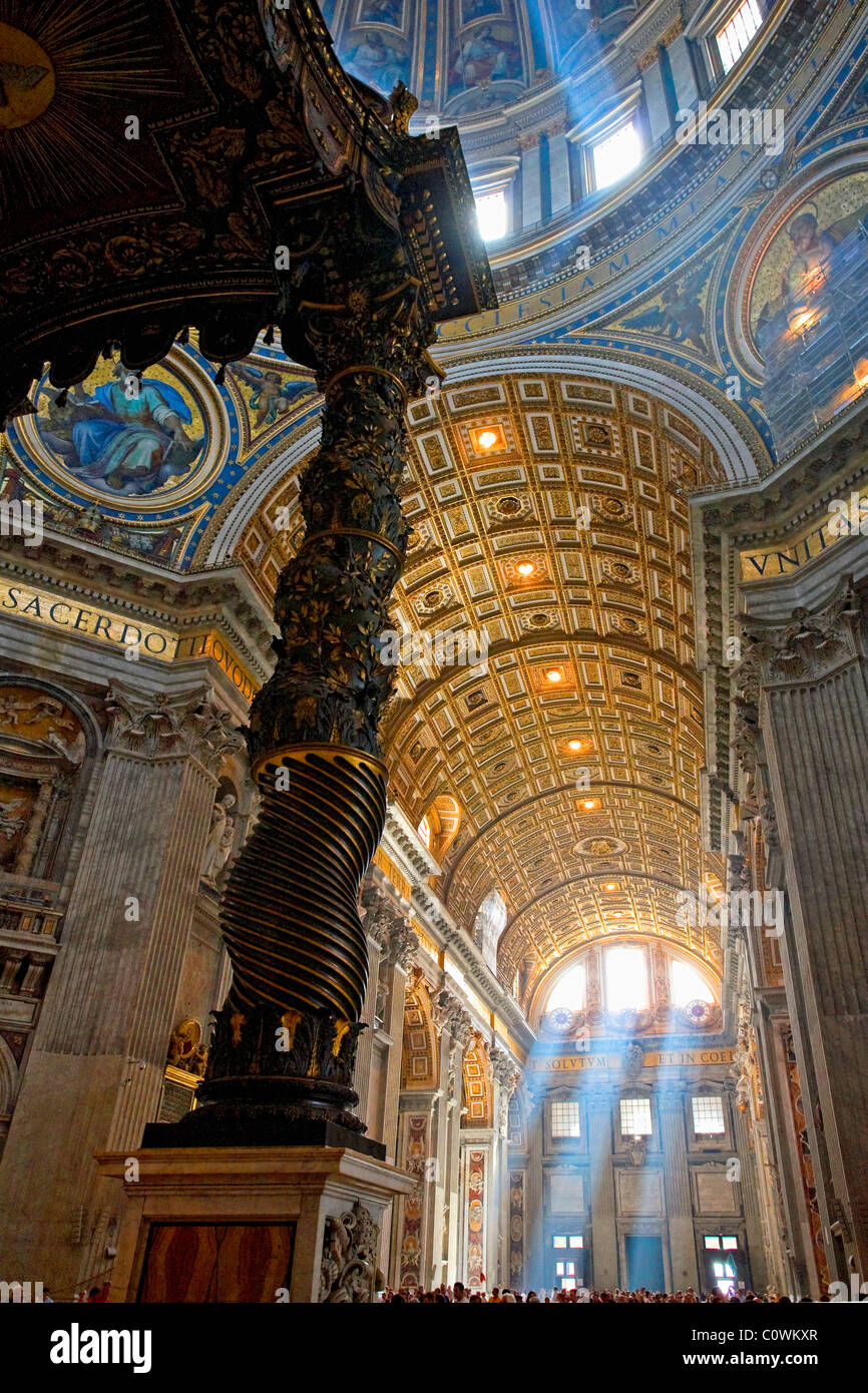 Detail of Bernini's Baroque baldachin, St Peter's Basilica, Rome, Italy ...