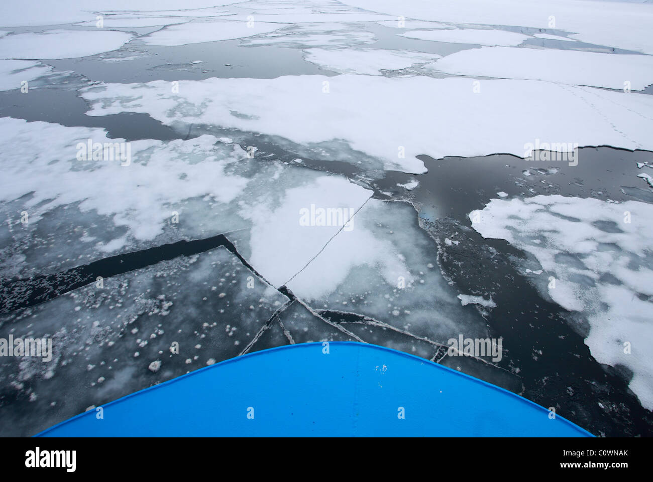 Expedition Ship Passing Through Arctic Ice-flow in Norwegian Waters ...