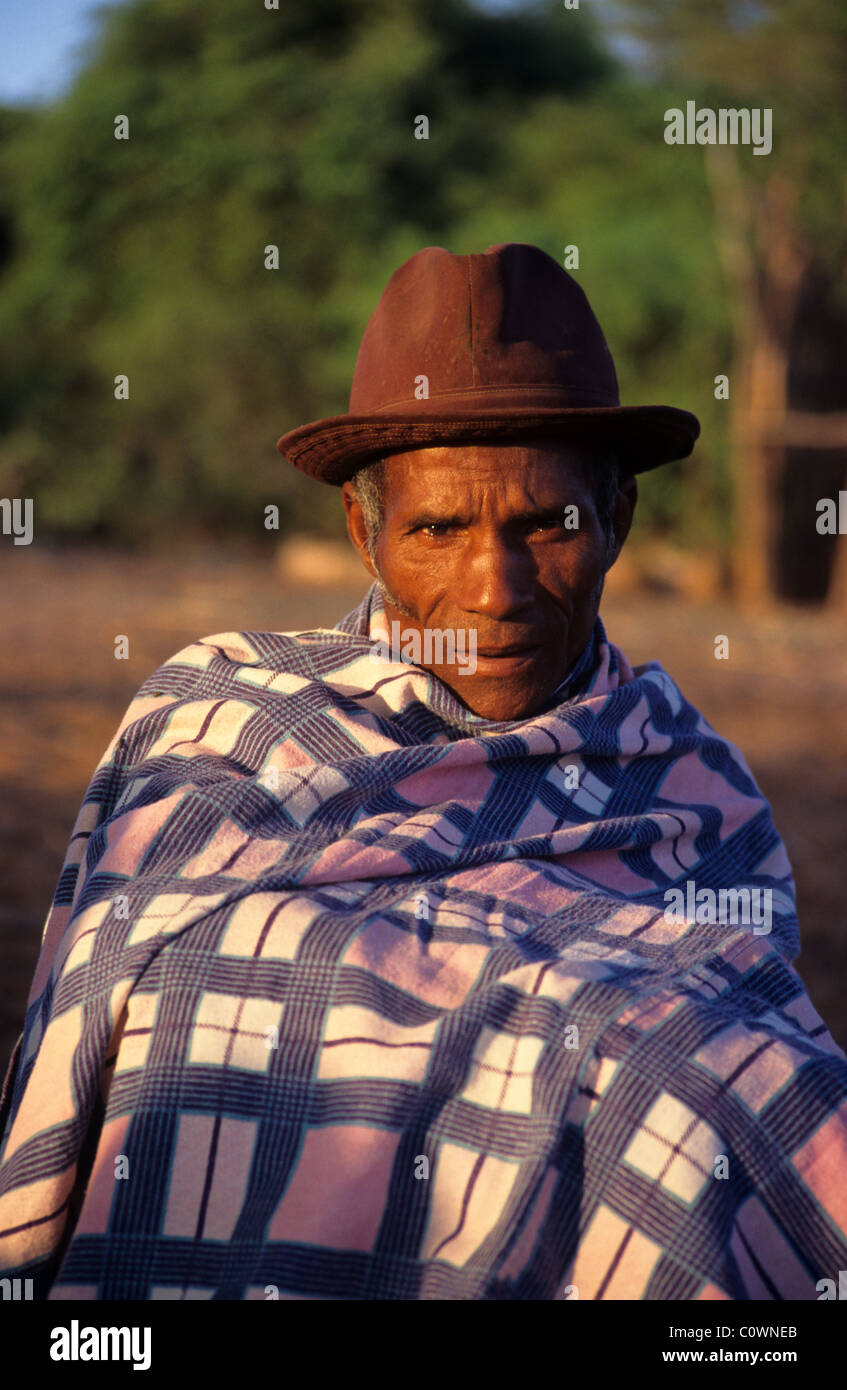 Portrait of a Malagasy or Madagascan Man of the Masikoro Tribe Dressed ...