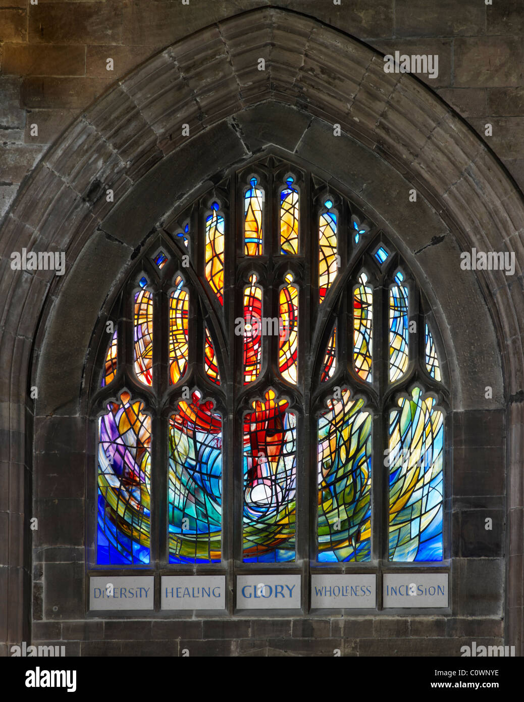Manchester Cathedral Healing Window Stock Photo - Alamy