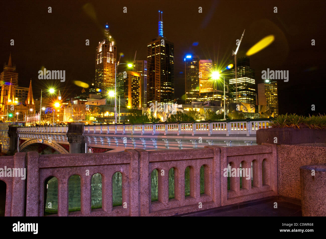Melbourne city night lights hi-res stock photography and images - Alamy